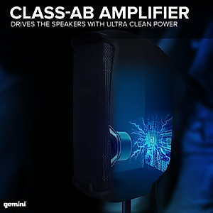 Gemini Sound AS-2115BT Active 15 Inch Woofer 2000 Watt DJ Monitor Powered Amplified PA Speakers System with Bluetooth, Wireless Stereo Pairing, Onboard 2 Channel Mixer Handles and Portable Fly Points