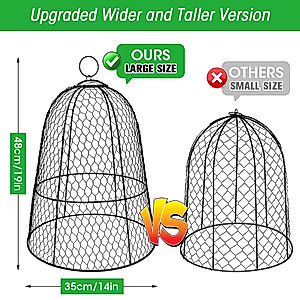 6 Pack Garden Chicken Wire Cloche,19" x 14" Large Plant Protector Cover for Keeping Squirrels,Rabbits,Bunny Chickens Bird Small Animals Out Garden Decoration Wire Plants Dome Metal Cloches-Black