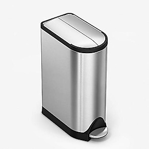simplehuman 18 Liter/4.8 Gallon Butterfly Lid Kitchen Step Trash Can, Brushed Stainless Steel & Code V Custom Fit Drawstring Trash Bags in Dispenser Packs, 16-18 Liter/4.2-4.8 Gallon, Clear –60 Liners