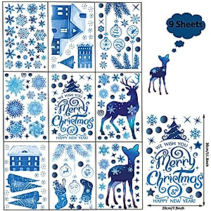 DmHirmg Christmas Window Clings,Christmas Snowflakes Window Clings Decals, Christmas Window Stickers Snowflake Window Clings Decals for Christmas Decorations(9 Pack)