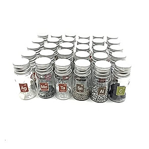 30 Element Samples in Vial Bottle Metal Non-Metal Rare Earth for Collections Vials Ampoule Combination Manganese Ni Au Te Fe V