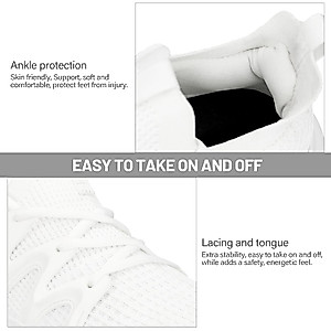 Pujcs Running Shoes Womens Breathable Tennis Shoes Non Slip Gym Workout Shoes Lightweight Mesh Walking Sneaker White Size 9