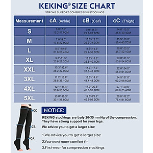 KEKING® Thigh High Compression Stockings Footless, Unisex, 15-20mmHg Leg Support Compression Sleeves with Anti-Slip Silicone Band, Opaque, Treatment Swelling, Varicose Veins, Edema,DVT, Beige XX-Large