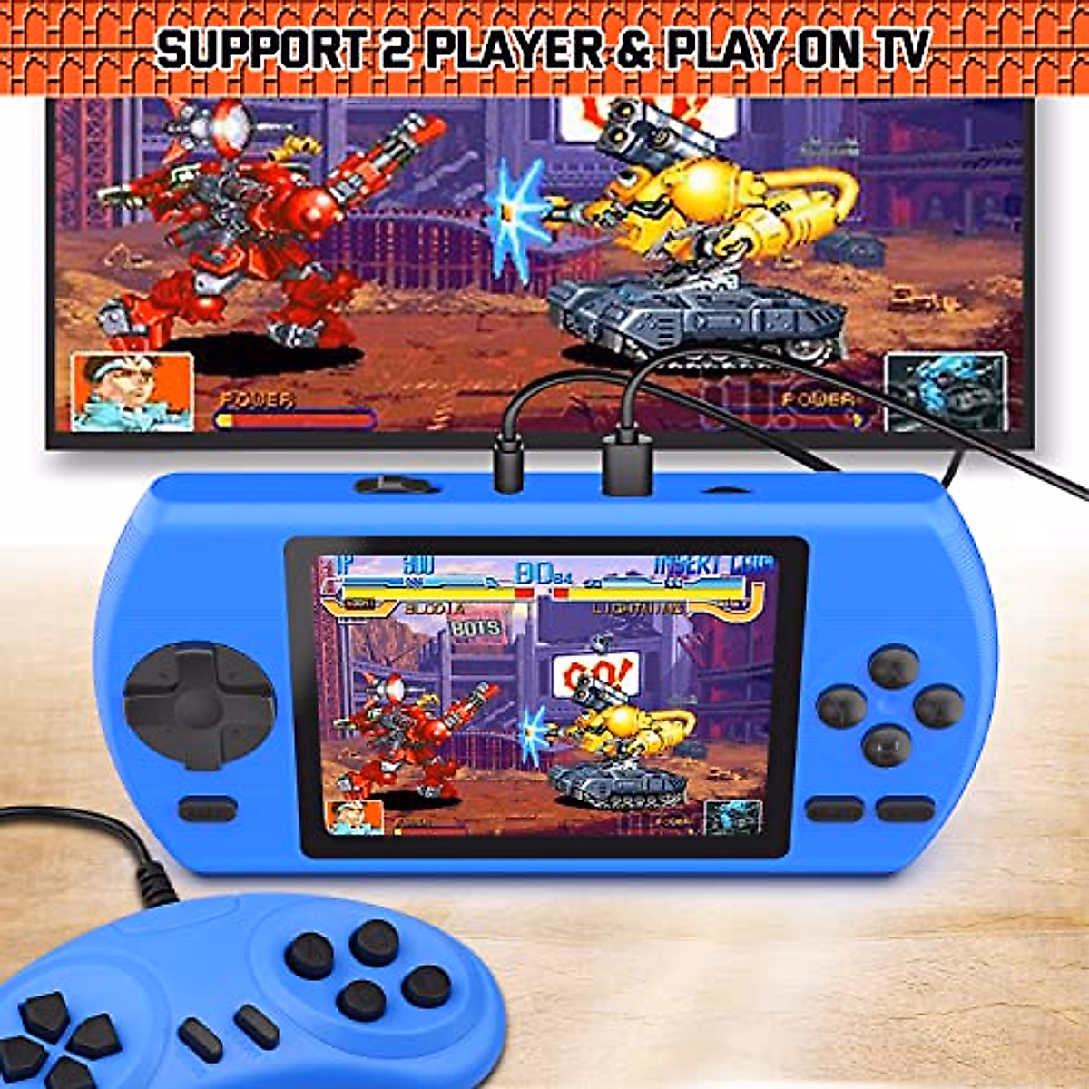 JAMSWALL Retro Handheld Game Console, Portable Retro Video Game Console with 400 Classical FC Games 2.8-Inch Screen 800mAh Rechargeable Battery Support for Connecting TV and Two Players(Blue)