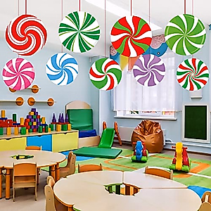 45 Pcs Double-Sided Peppermint Cutouts Colorful Candies Cut-Outs Bulletin Board Classroom Christmas Party Decorations