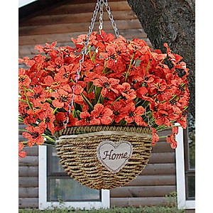 TUBULTHK Upgraded 10 Bundles Artificial Flowers, UV Resistant Fake Flowers No Fade Greenery Faux Plastic Fall Flowers