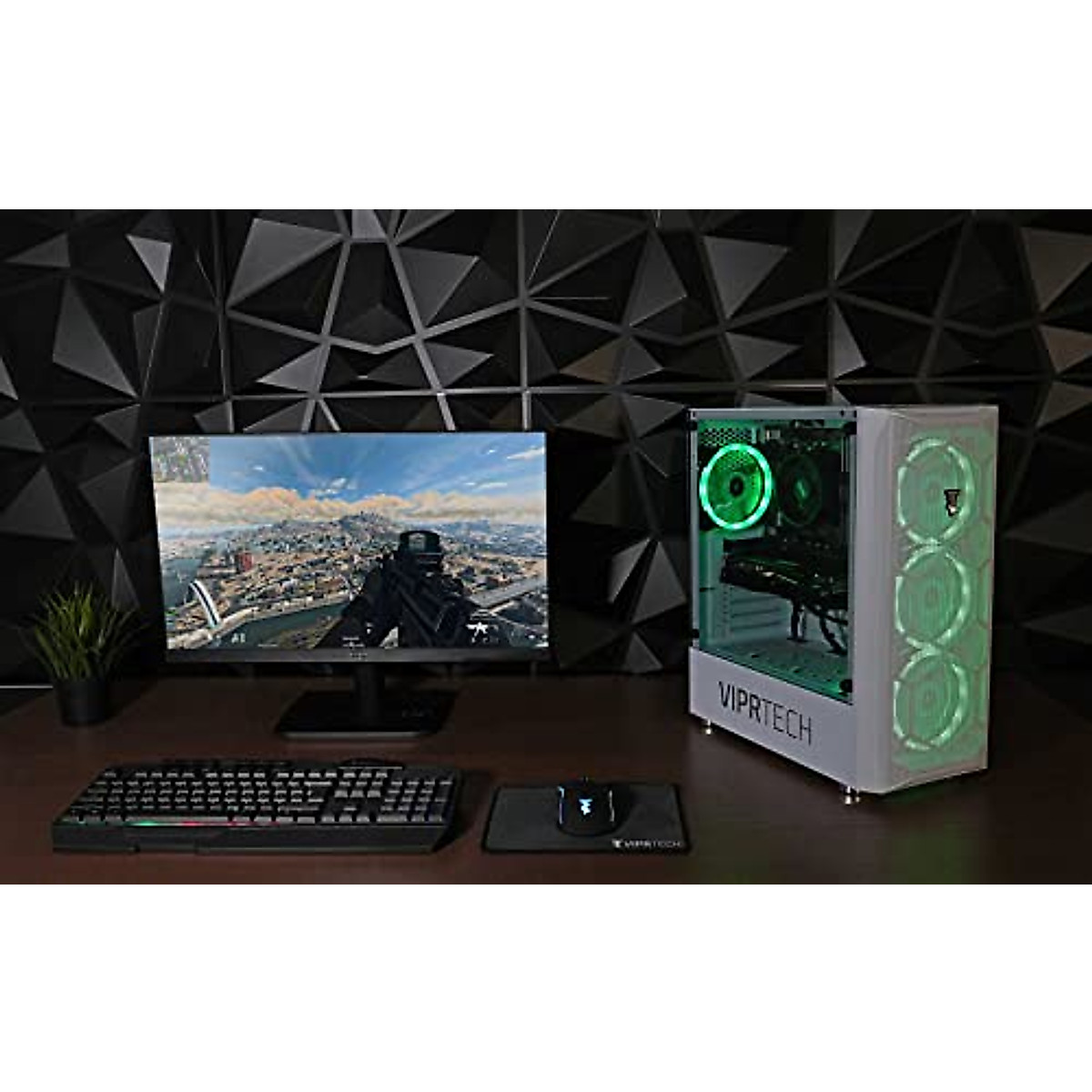 ViprTech Avalanche Gaming PC - AMD Ryzen 5 (12-LCore), AMD RX 580 8GB, 16GB DDR4 3200, 512GB NVMe SSD, 700w PSU, VR-Ready, RGB, WiFi, Prebuilt Computer Desktop Tower White
