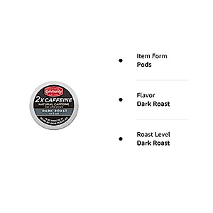 Community Coffee 2X Caffeine Dark Roast 10 Count Coffee Pods, Compatible with Keurig 2.0 K-Cup Brewers, 10 Count (Pack of 1)