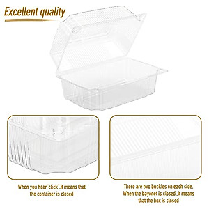 50 Pcs Clear Plastic Hinged Take Out Containers Disposable Clamshell Food Cake Containers with Lids 7.3 x 4.9 x 3.8 inch for Dessert, Cakes, Cookies, Salads, Pasta, Sandwiches