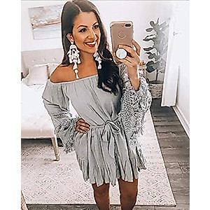 Boho Earrings for Women White Tassel Earrings Long Dangle Statement Earrings Handmade Summer Beach Jewelry for Vocation