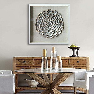 ARTECORS 24"x24" 3D Handmade Wall Decoration with Shadow Box Framed Front Glass for Living Room Dining Room Entrance Corridor Bedroom wall Decor (Abalone Shell 24"x24")