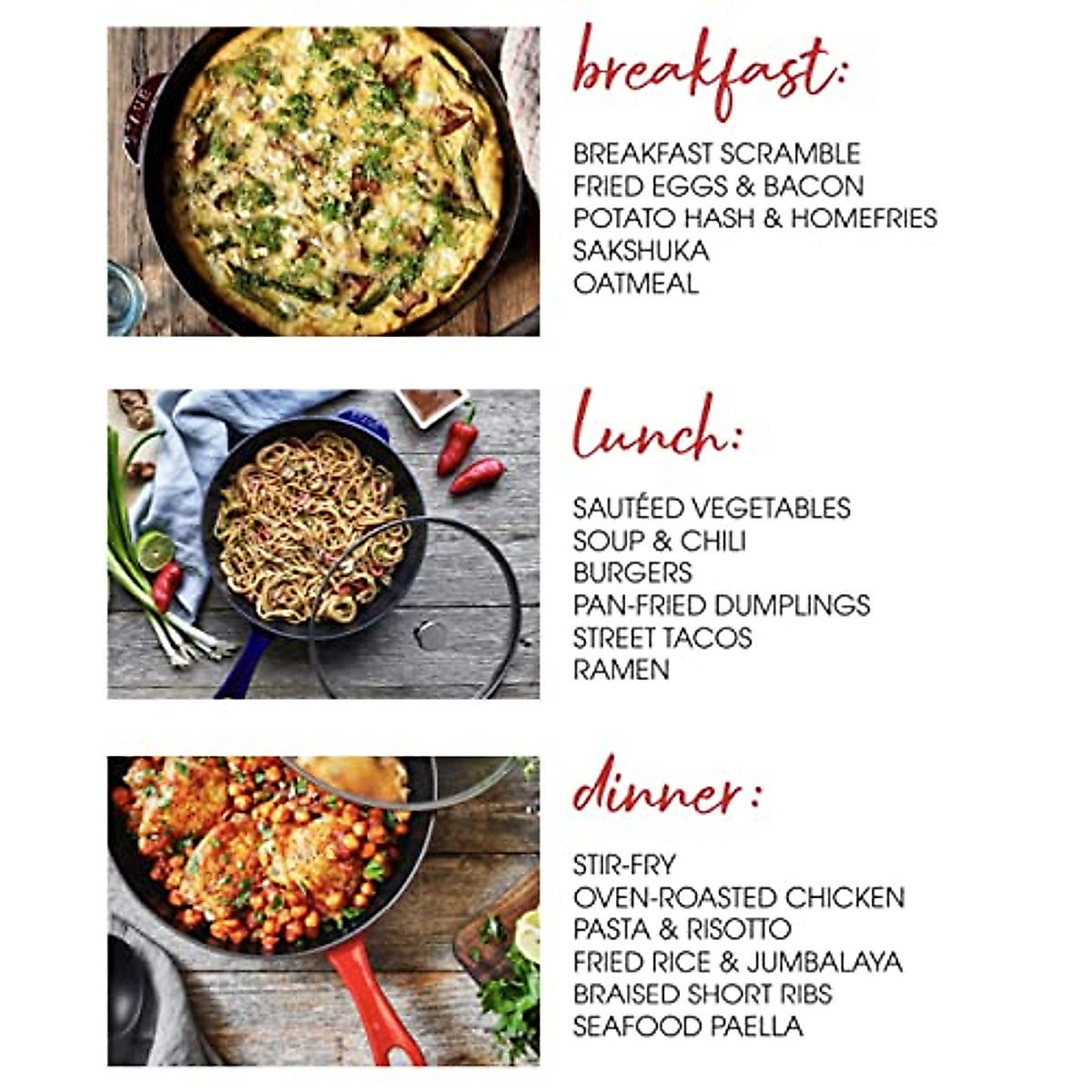 STAUB Cast Iron Pan with Lid 10-inch, 2.9 Quart Serves 2-3, Fry Pan, Cast Iron Skillet, Wok, Made in France, Matte Black