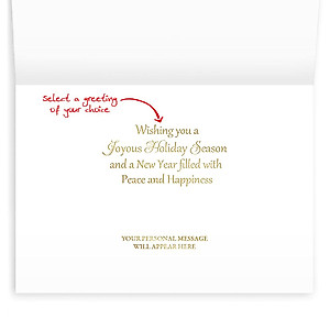 The Gallery Collection, 25 Personalized Christmas Cards with Foil-Lined Envelopes (Christmas Display), For Business or Consumer