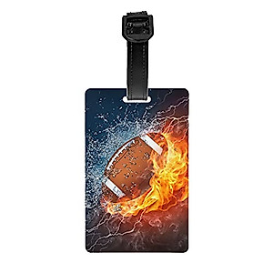 Football Luggage Tags Sports Backpack Tag for Kids Boys Girls, Small Suitcase Tag ID Name Identifier Labels with Adjustable Strap for Travel Baggage Bags, 1 Piece