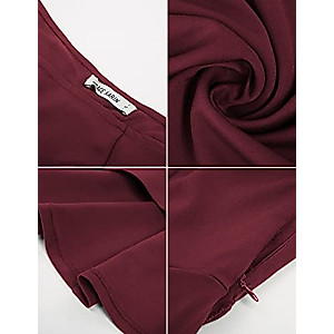 GRACE KARIN Womens Prom Dress One Shoulder 2024 Wedding Guest Ruffle Sleeve Cocktail Party A Line Dress with Belt Wine Red XL