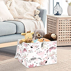 Kigai Pink Cats Storage Basket with Lid Collapsible Storage Bin Fabric Box Closet Organizer for Home Bedroom Office 1 Pack