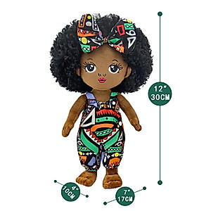 JUSTQUNSEEN Black Baby Dolls African American Doll Black Dolls 12'', Baby Dolls for 3 Year Old Girls,Soft Doll for Girls Stuffed Plush Doll for Girl