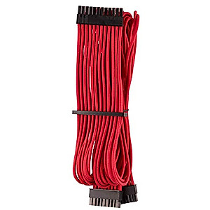 CORSAIR Premium Individually Sleeved PSU Cables Starter Kit – Red, 2 Yr Warranty, for Corsair PSUs