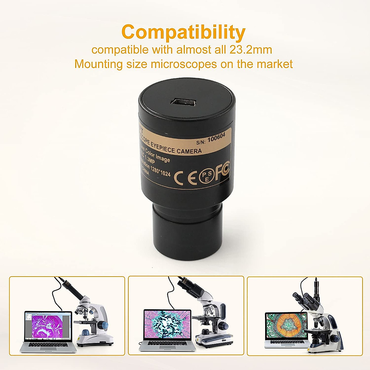 Swift Compound Trinocular Microscope SW380T,40X-2500X Magnification,Siedentopf Head,Two-Layer Mechanical Stage,with 1.3mp Camera and Software Windows/Mac Compatible