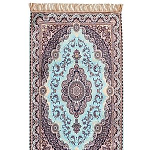 Sacred Artisans FAÍTH Turkish Prayer Mats | Ocean Blue, Soft Prayer Rug Made from Thick Cotton & Bamboo Blend & Fully Gift Ready
