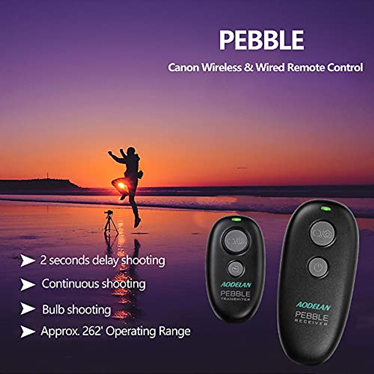 AODELAN Wireless Shutter Release for Canon T7, T7i,EOS RP, T6, 5D Mark IV, T3i, SL1, T3, 1300D,6D, T5,T2i, Replace Canon RS-60E3 and RS-80N3 Remote Switch