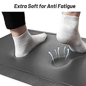 Zenovaire Anti Fatigue Mats for Kitchen Floor Kitchen Mat Cushioned Mat Grey Kitchen Rug Non Slip Waterproof Memory Foam Ergonomic Comfort Rug Standing Desk Mat for Floor Office Sink Laundry, 17"X 28"