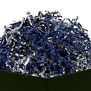 Cutcatwing 1/2 LB Navy Blue and Silver Metallic Crinkle Cut Paper Shred Filler Raffia Paper Shredded Filler for Gift Wrapping Bags Packing Baskets (Navy Blue & Silver)
