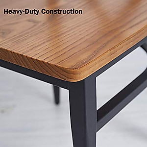 LUCKYERMORE Black Metal Dining Chairs Set of 2 Heavy Duty Kitchen Chairs Fully Assembled for Restaurant Solid Wood Seat X Back Cafe 450lbs Weight Capacity, Farmhouse Mid Century Morden Dining Chair