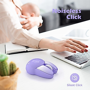 KNOWSQT Bunny Wireless Mouse Purple, 2.4G Silent Rabbit Mice with USB Receiver - for Windows Laptop PC Computer Desktop Gaming