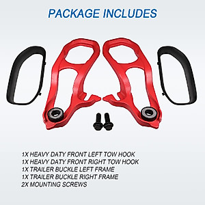 JDMSPEED New Heavy Daty Front Car Tow Hooks Left & Right with Hardware Red Replacement for Dodge Ram 1500 DT with 3.6L 5.7L Engine 2019 2020 2021 2022 Replaces 82215268AB 82215268AB 68272945AB
