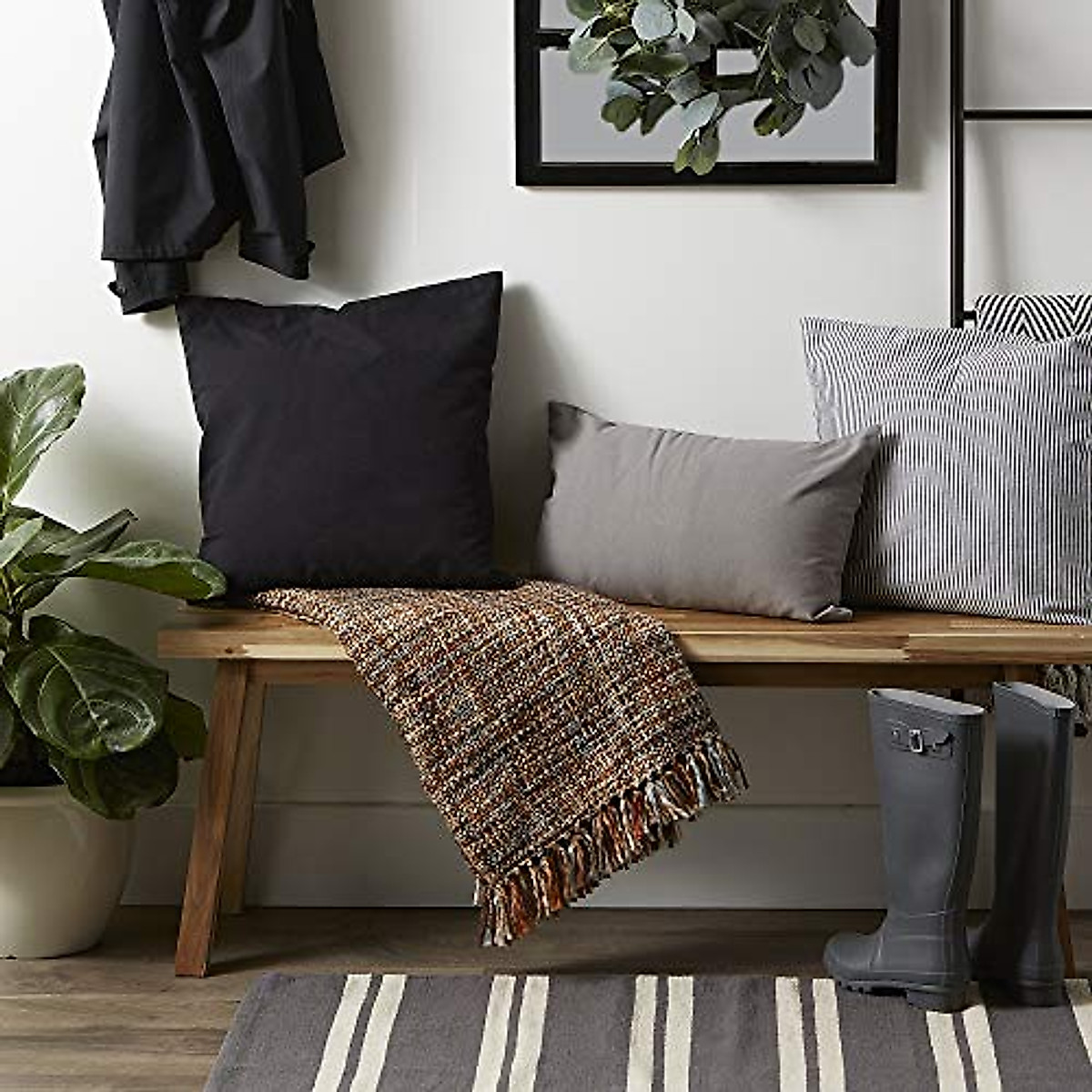 DII Textured Modern, Varigated Acrylic Woven Throw, 50x60-Inch, Bronze