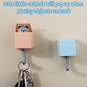 Juome Cute Cat Key Hook, 4Pcs Adhesive Coat Hooks Key Holder for Wall Decorative, Cat Hooks for Coat, Bag, Hat, Towel, Key Hooks for Wall Hanging Decorations