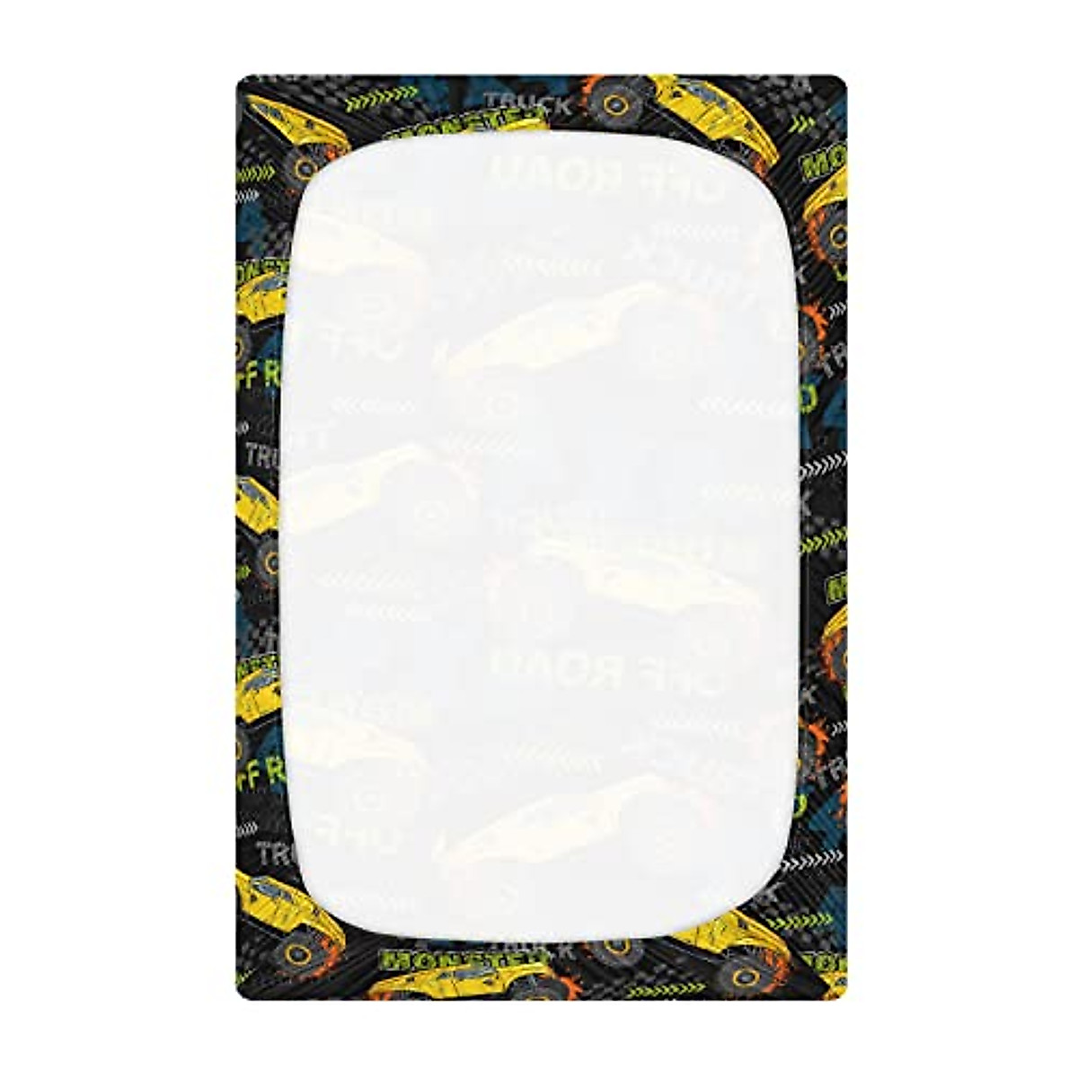 Truck Car Trace of Tire Baby Crib Sheets - Fitted Crib Sheet, Boys & Girls Cotton Crib Sheet for Standard Crib and Toddler Mattresses - S