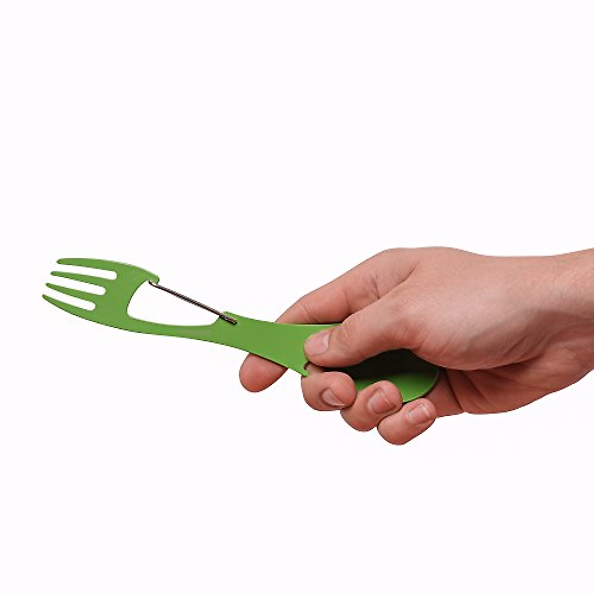 Kershaw Ration XL - Green (1145GRN); Large-Sized Eating Utensil; Fork, Spoon, Bottle Opener; Carabiner Gate for Secure Carry; 3CR13 Steel with Scratch-Resistant, Food-Safe Coating; 2.1 oz. 1145GRNX