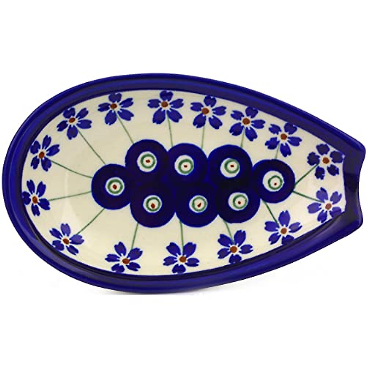 Polish Pottery Spoon Rest From Zaklady Ceramiczne Boleslawiec #1015-166a Floral Peacock Traditional Pattern