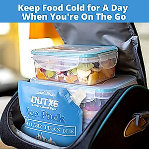 OUTXE Ice Packs for Lunch Bag 6 Pack, Reusable Long-Lasting Freezer Packs for Lunch Box, Keep Food Fresh and Cold in Lunch Boxes, Lunch Bags and Breastmilk Bags - 6 Pack