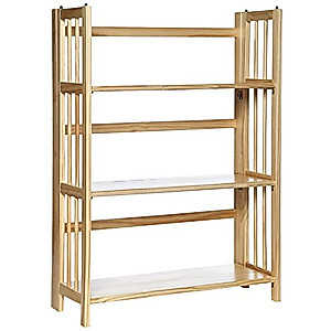 Casual Home 3-Shelf Folding Stackable Bookcase (27.5" Wide)-Natural