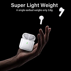 Wireless Earbuds Bluetooth 5.1 Headphones 30H Playtime in-Ear Hi-Fi Stereo Sound Noise Cancellation Mic IPX7 Waterproof Headset for iPhone/Samsung/Android/PC White