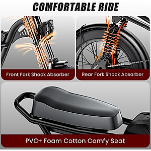 1200W Electric Bike for Adults 30Mph, 20" x 4.0 Fat Tire Electric Mountain Bike, Ebike Removable 48V/15AH Battery, E Bike Full Suspension Shimano 7 Speed Electric Bicycle for Snow Beach Mountain