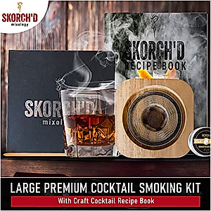 Large Premium Cocktail Smoker Kit with Wood Chips & Craft Drink Recipes - Whiskey Smoker Kit - Fits Any Glass - Old Fashioned Cocktail Kit - Father's Day Gift, Batch Bourbon Smoker Kit