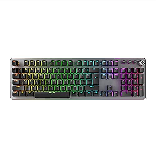NBSXR -Manipulator keyboard with full keys without punching, metal panel, high-low key layout, 104-key dustproof USB interface, rainbow gaming keyboard,Green
