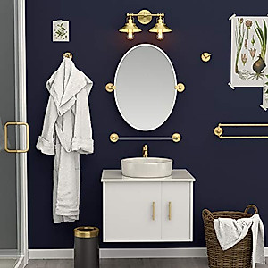 Gatco 5057 Designer II Glass Shelf, Brushed Brass/Wall Mounted 22.50" x 5.85" Tempered Glass Shelf