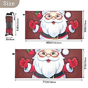 ODAWA Christmas Cute Santa Camp Towel Quick Dry Beach Towel Oversized 30x60 Inch