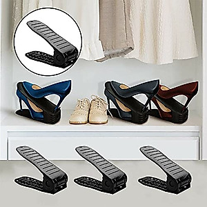 KINOFU 12X Adjustable Shoe Slots Stacker Organizer Racks Space Saver Shoes Holder Rack (Color : White, Size : 25 * 18 * 10Cm) (White 25 * 18 * 10Cm) Household