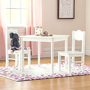 Guidecraft Classic White Table and Chairs Set: Toddler Wooden Activity Table - Dining Room, Bedroom, School and Playroom Furniture for Kids