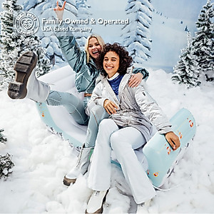 FUNBOY 2 Pack, 61" Inflatable Alpine Mountain Sleigh, 2 Person Capacity, with Grooved Rubber Base Tracks, 2 Handles, and Hand Pull Rope