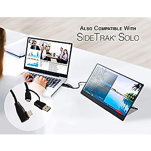 SideTrak USB-C to USB-C Cable & USB-A Adapter | Durable, Flexible, Tangle-Free Braided Nylon Cord | 1.5ft | Black