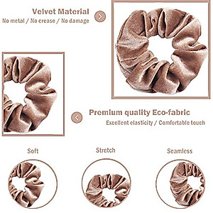 IVARYSS Scrunchies for Women, 12 Pcs Neutral Velvet Scrunchies for Hair, Classic Elastic Thick Scrunchy Hair Bands Ties, Soft Ropes Ponytail Holder Hair Accessories
