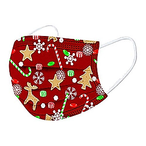 Kids Disposable Face_Mask,Christmas Print Cloth Covering,No Washable, Lightweight Breathable and Anti-Haze Dust Mouth Guards Balaclava