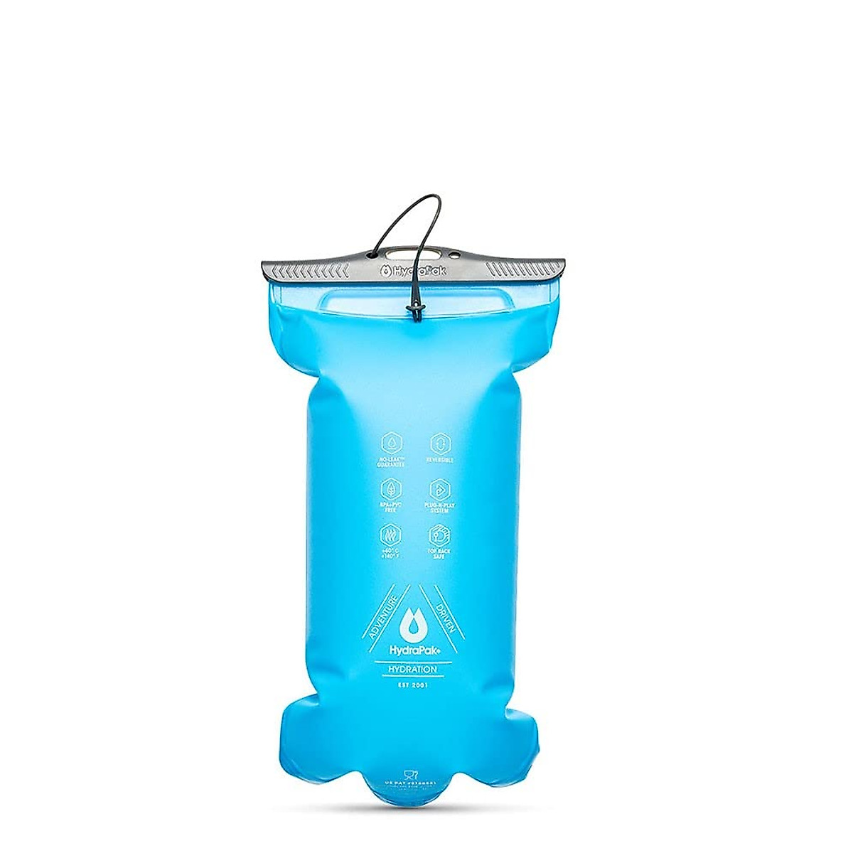 HydraPak Velocity (1.5L Hydration Reservoir) - Slim-Profile Water Bladder/Reservoir – Self-Sealing Bite Valve, Leak Proof, Fully Reversible and Dishwasher Safe, Old Blue